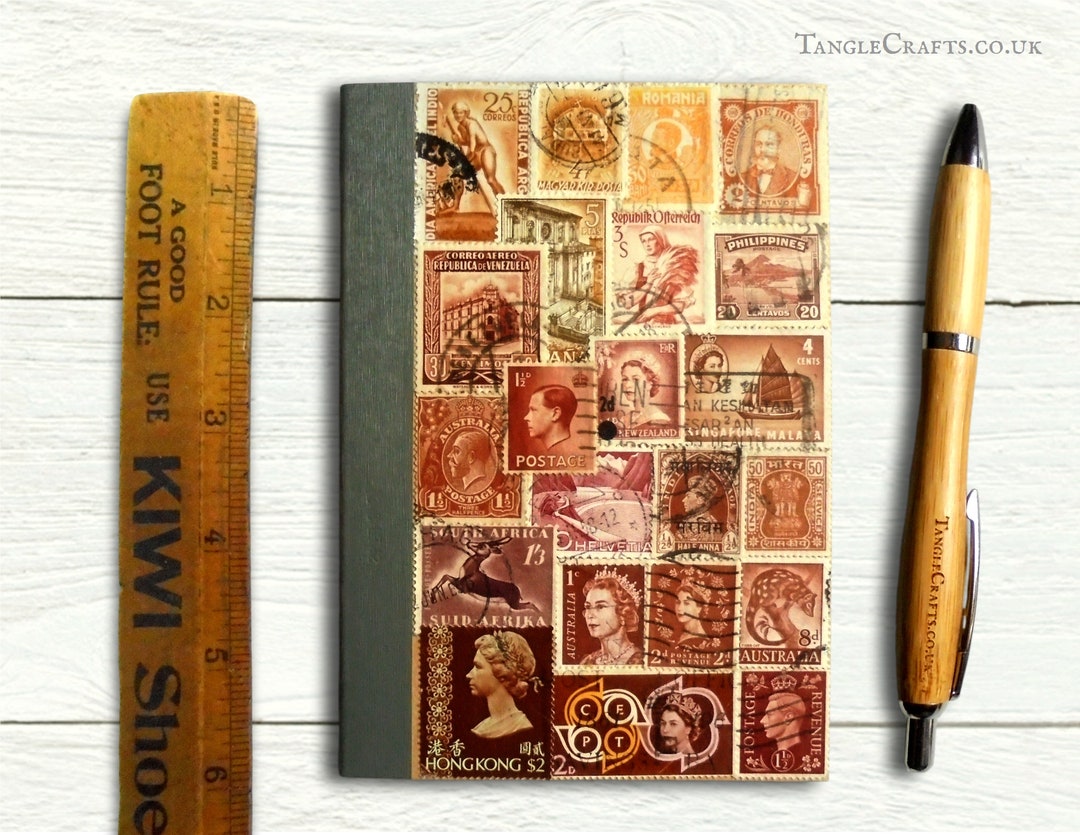 Tonal Brown Postage Stamp Notebook Real Vintage Ephemera - Etsy