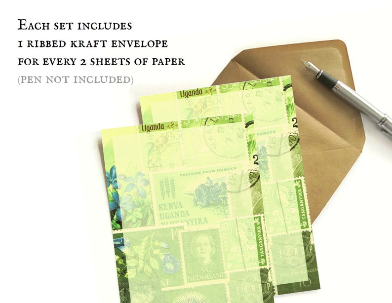 Green Stationery Set Boxed Writing Paper Note Cards & - Etsy