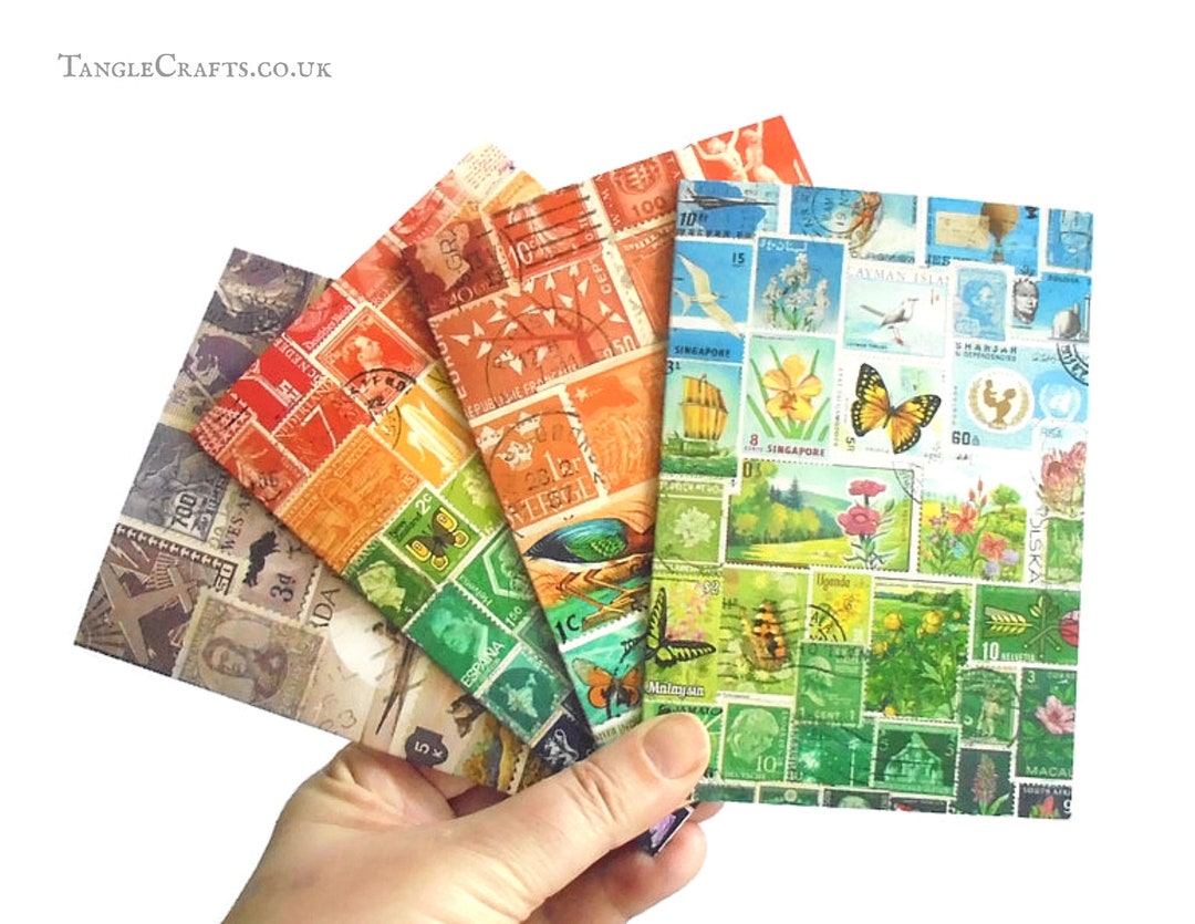 Note Card Set, Postage Stamp Landscape Series - 4 Mixed Designs ...