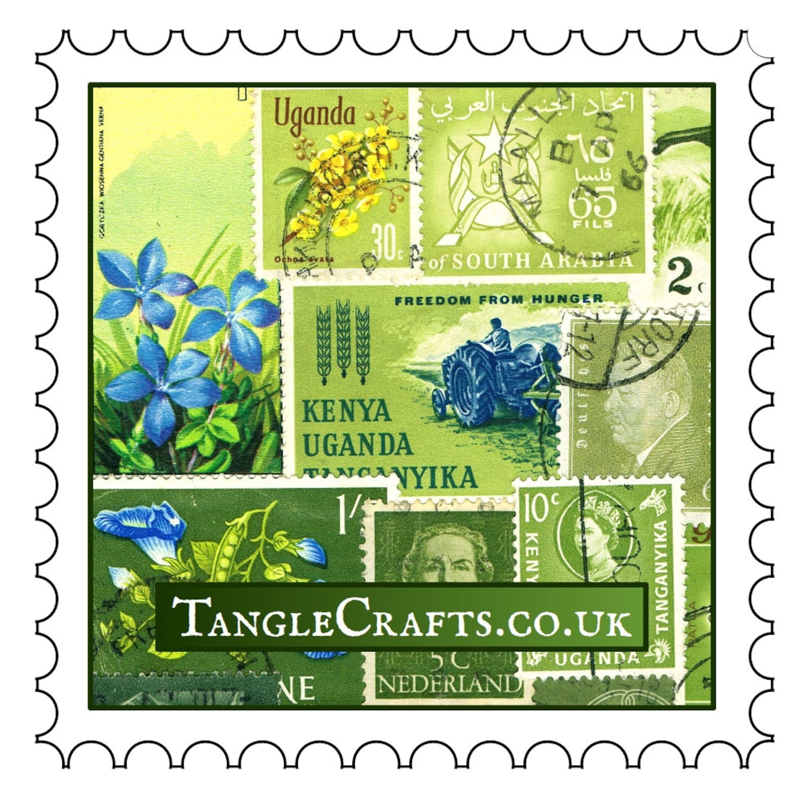Postage Stamp Art Framed Wall Art | Upcycled British Postal Collage Art ...