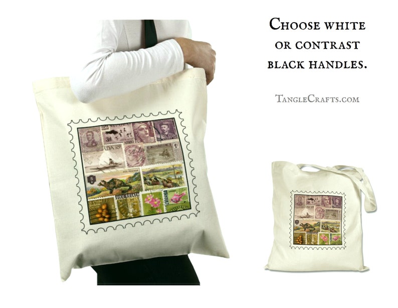 Moody Landscape Tote Bag - Postage Stamp Art | Abstract Collage Print ...
