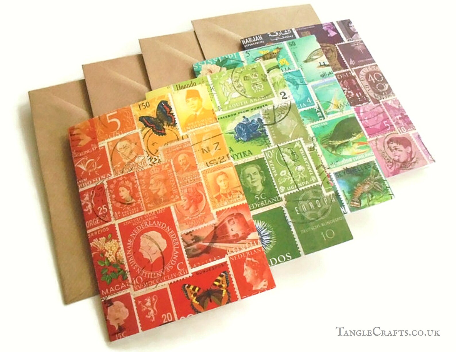 Mixed Design Card Set - Tonal Postage Stamp Notecards | Printed Front ...