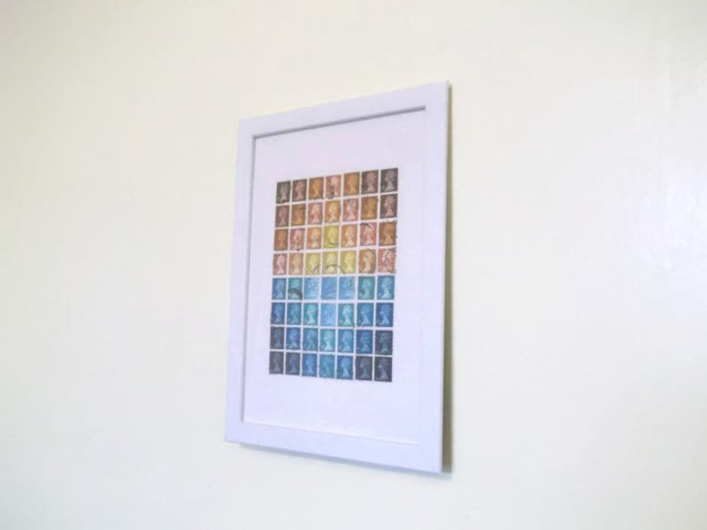 Postage Stamp Art Framed Wall Art Upcycled British Postal | Etsy