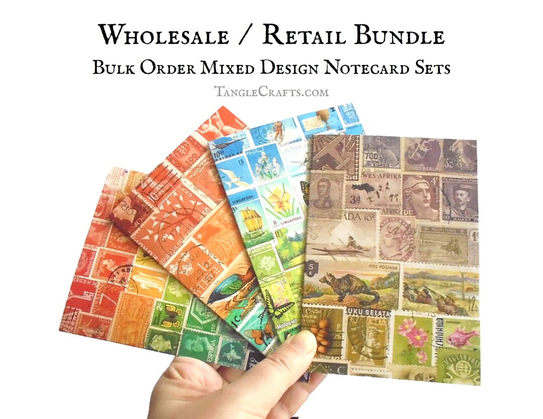 Bulk Set Landscape Postage Stamp Note Cards for Retail Resale Blank ...