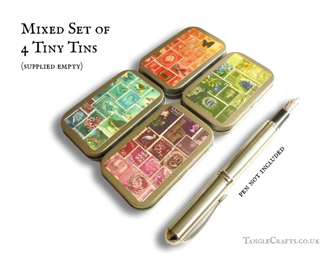 4 Tiny Decorative Stationery Tins | Fun & Functional Office Party ...