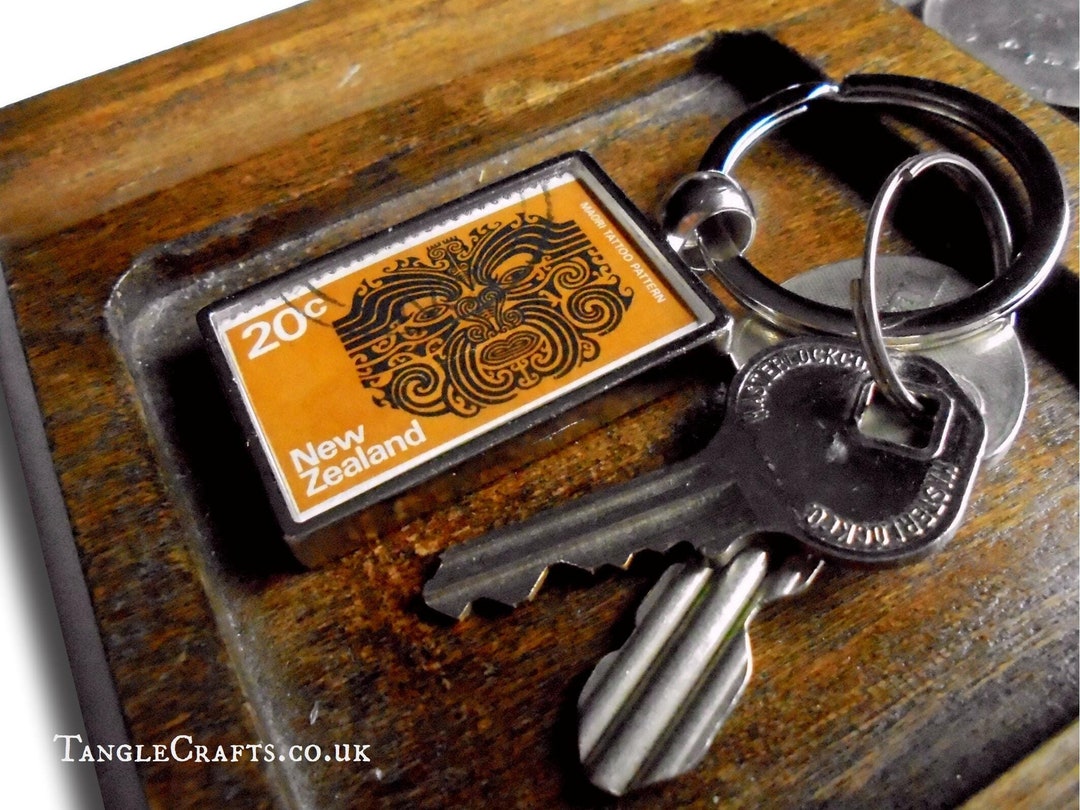 Maori Tattoo Keyring, New Zealand Keychain - Made With Real Vintage ...
