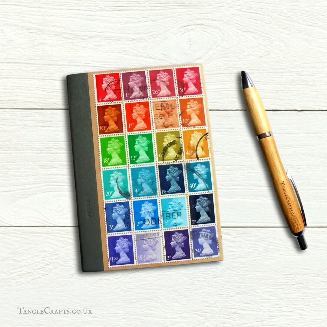 Rainbow Stamps Notebook, Upcycled Stationery | Spectrum of Queen ...