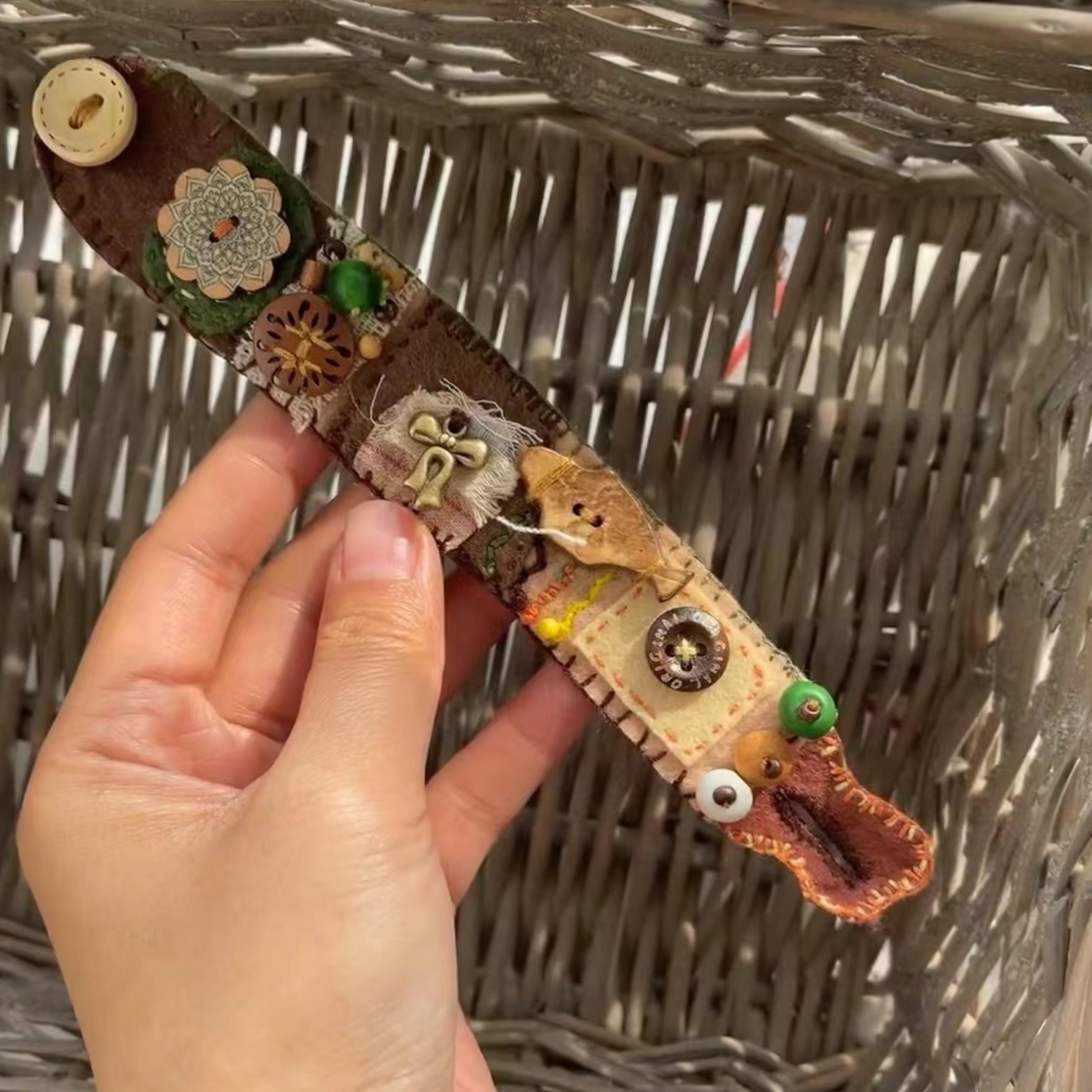 Cloth Boho Bracelet, Fabric Cuff Bracelet With Buttons, Colorful ...