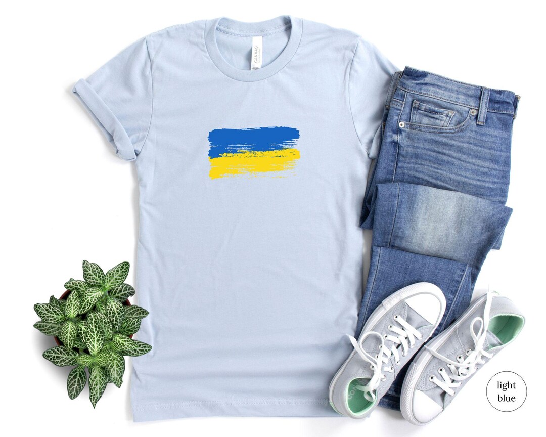Ukrainian Painted Flag Tee, Stand With Ukraine Shirt, Support Ukrainian ...