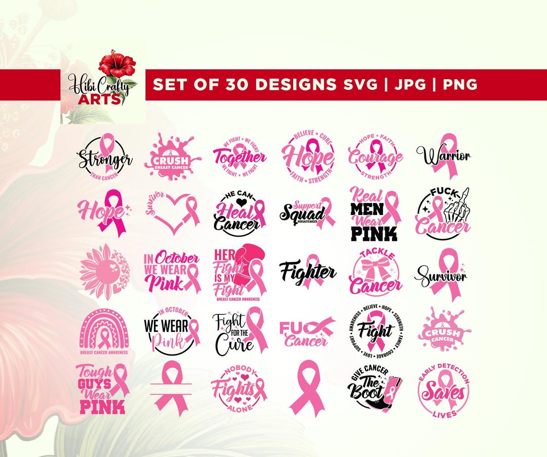 Cancer Awareness Svg Bundle, Cricut, Png, Svg, Sublimation, Breast ...