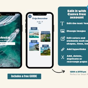 Mexico Travel Itinerary Template Editable Mobile Travel Planner for ...
