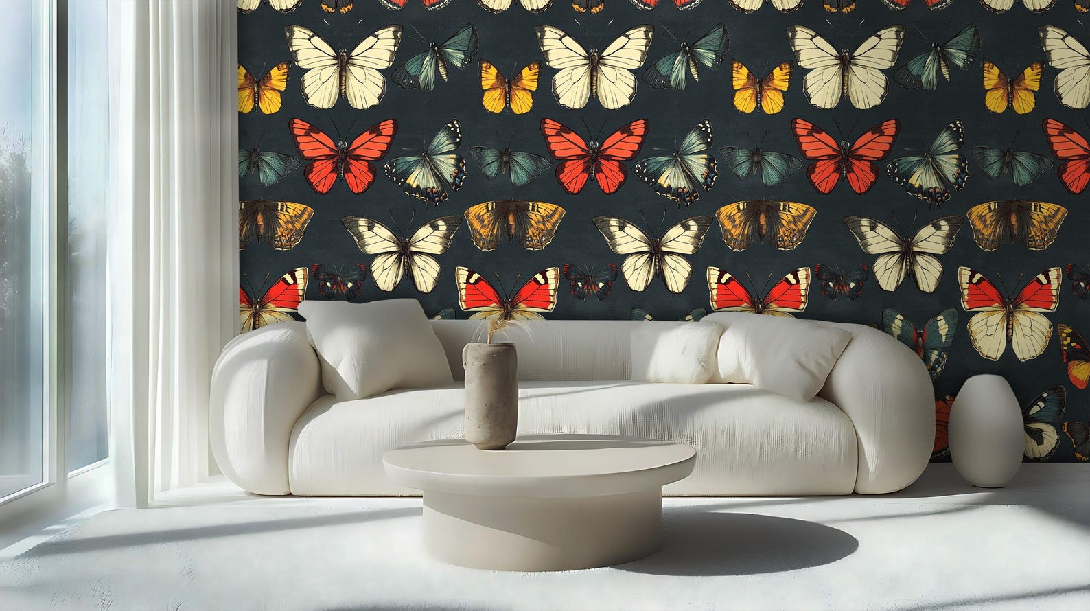 Colorful Butterfly Pattern Wallpaper - Vintage Inspired Insect ...