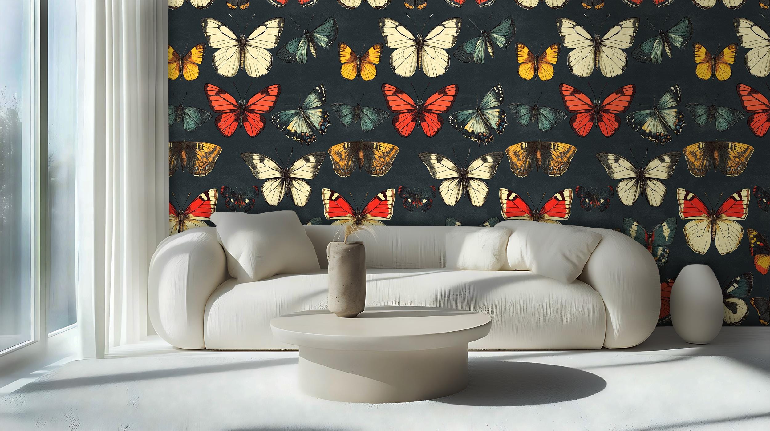Colorful Butterfly Pattern Wallpaper - Vintage Inspired Insect ...