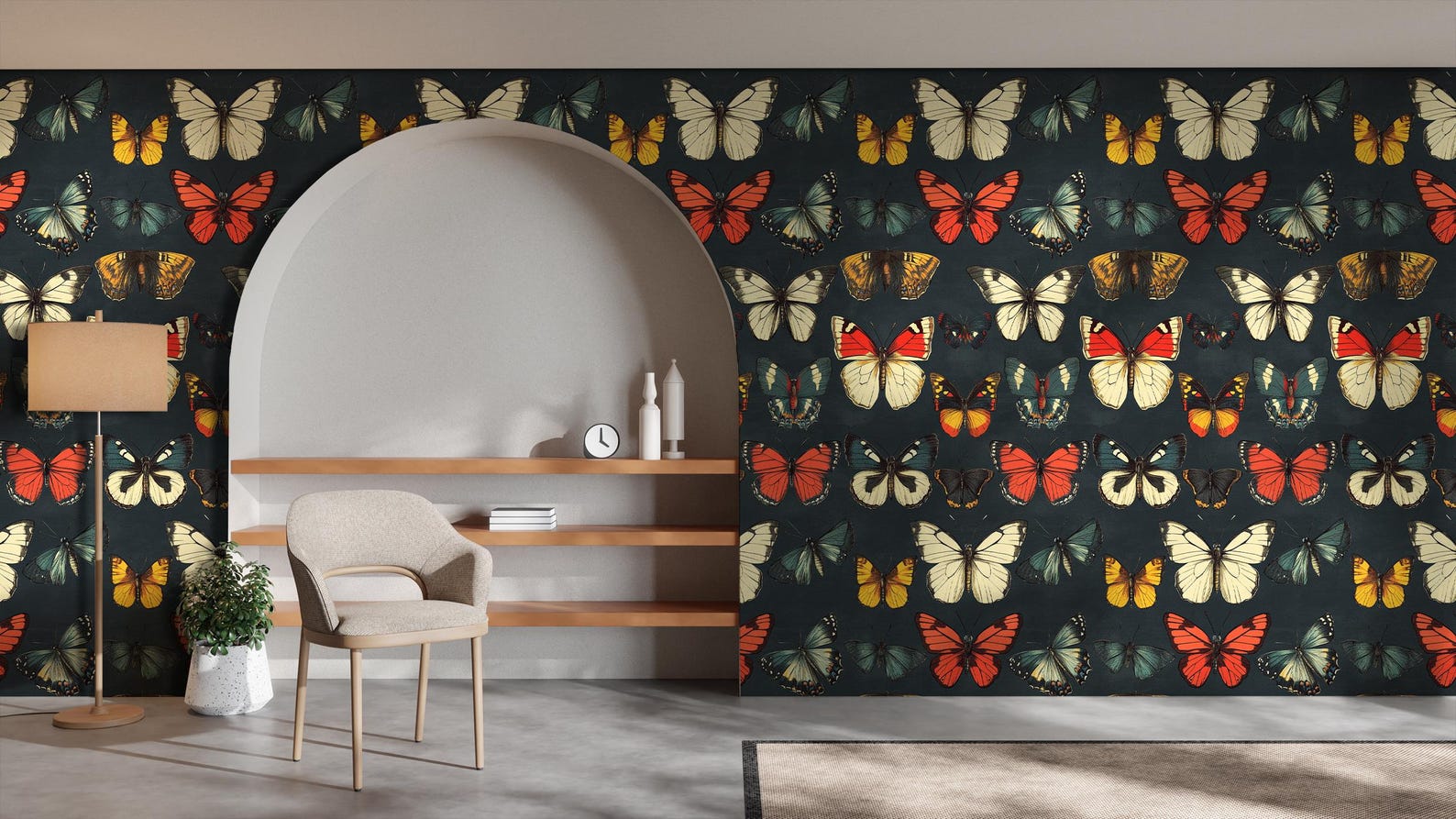 Colorful Butterfly Pattern Wallpaper - Vintage Inspired Insect ...