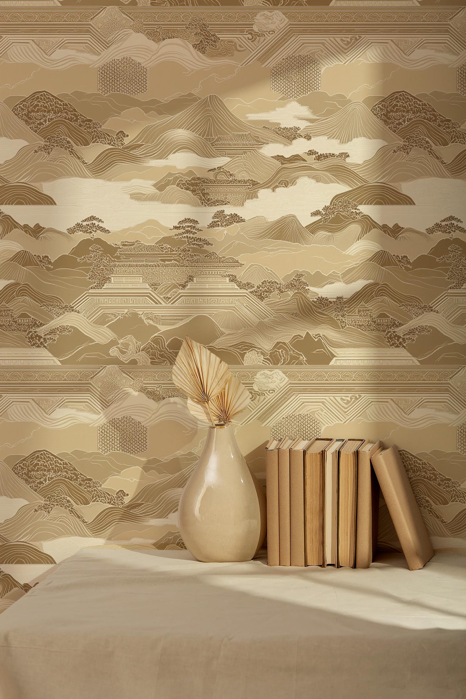 Asian Wallpaper - Chinoiserie Wallpaper - Beige Wallpaper - Artistic ...