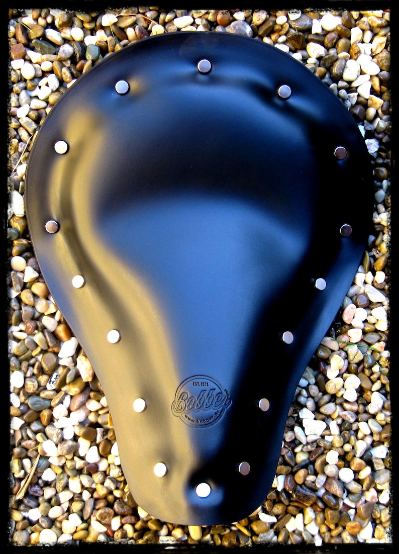 Universal Black Leather Motorcycle Seat, Custom Bobber Saddle (38 X 28 ...