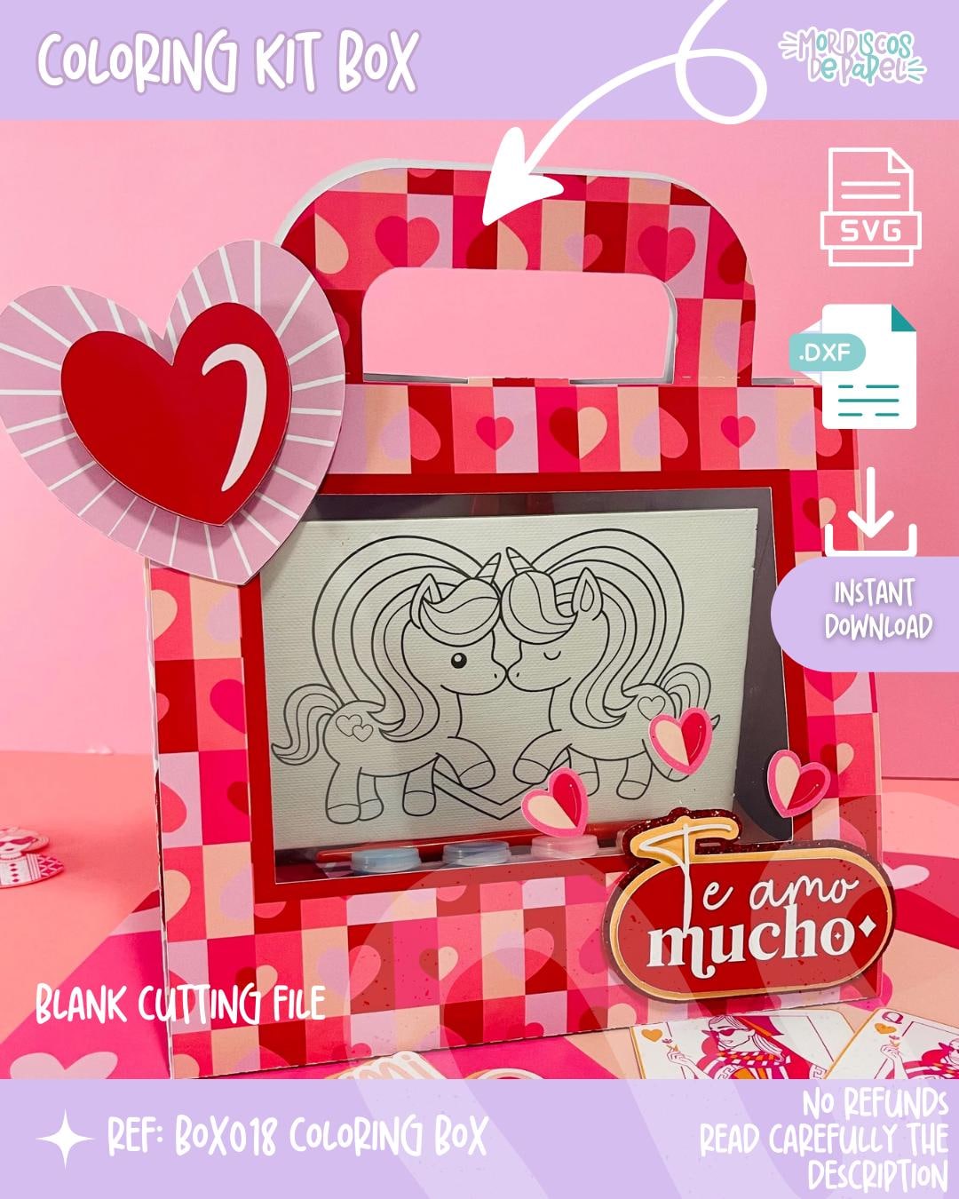 Valentine Day Paint Box Template SVG DXF DIY Gift Box Cutting File ...