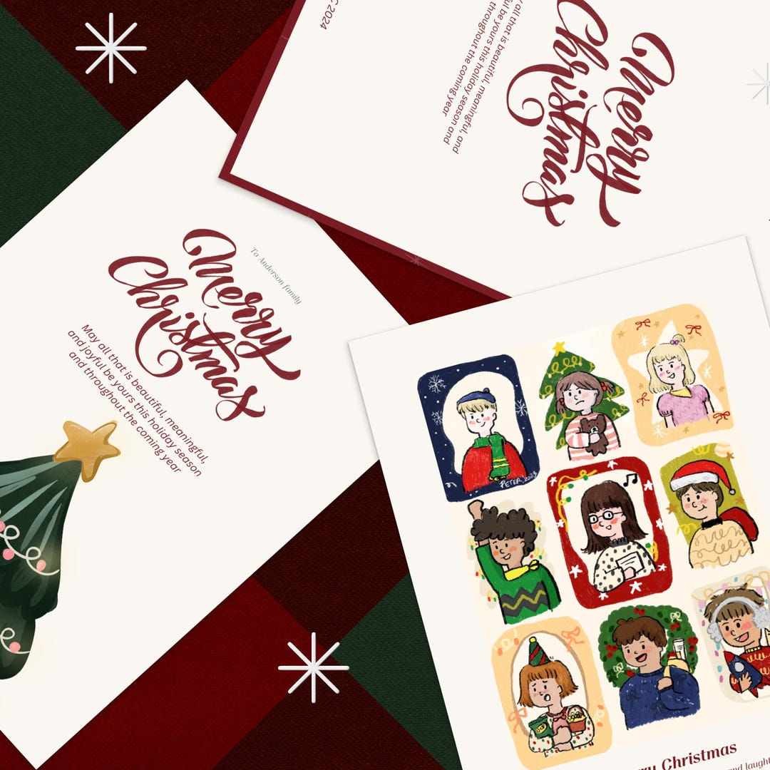 Editable Christmas Pack Card Template (3 Cards!) – Canva Design - Etsy