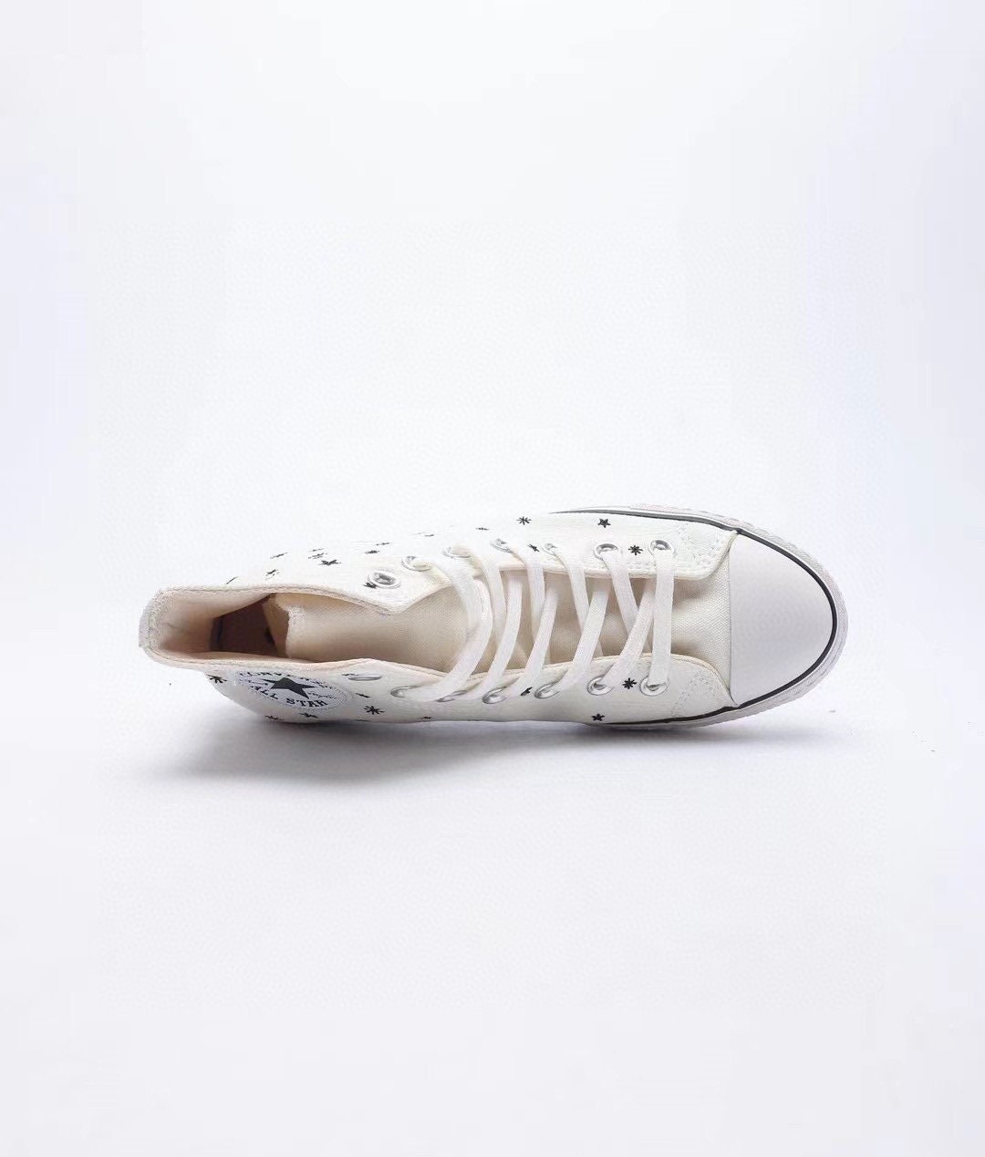 Custom White High-top Converse for Women Hand-embroidered Star Design ...