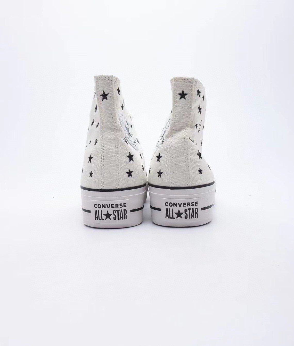 Custom White High-top Converse for Women Hand-embroidered Star Design ...