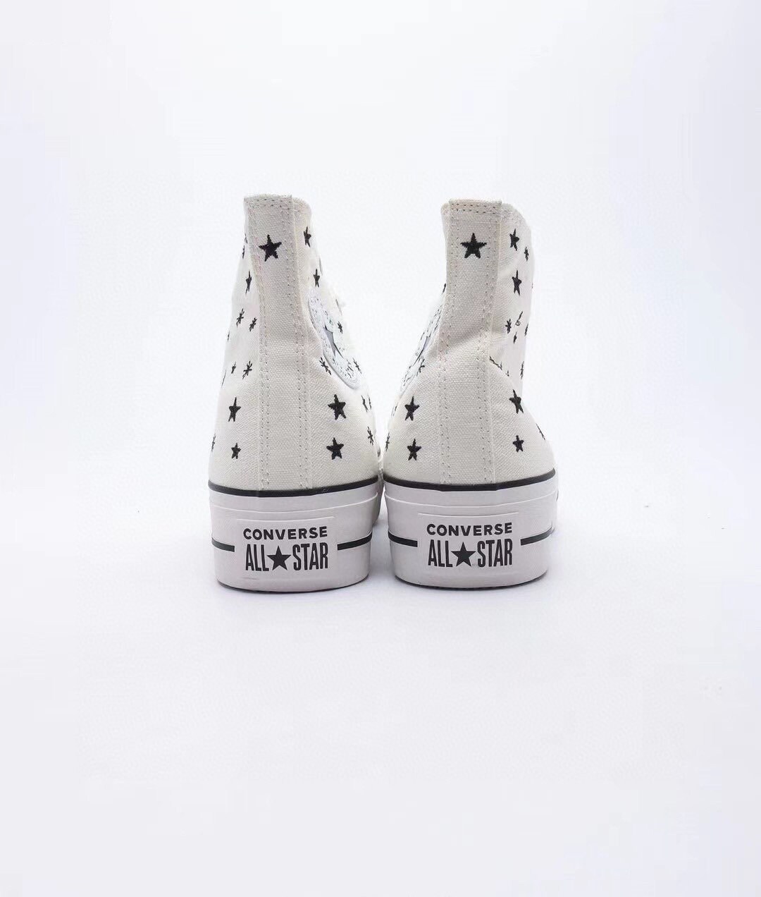 Custom White High-top Converse for Women Hand-embroidered Star Design ...