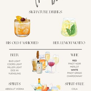 18 X 24 Bar Menu Template, Signature Drink Sign, Modern Drink Menu Template, Printable Bar Menu ...