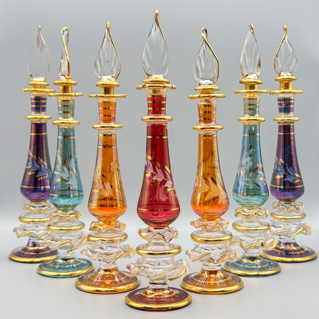 Egyptian Glass Perfume Bottle, Handblown Fragrance & Oil Genie Bottle ...