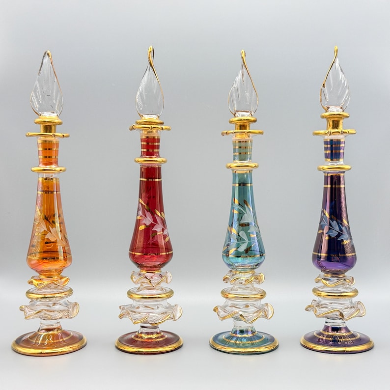 Egyptian Glass Perfume Bottle, Handblown Fragrance & Oil Genie Bottle ...