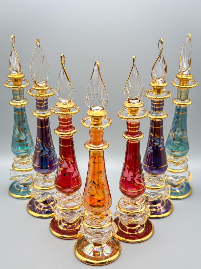 Egyptian Glass Perfume Bottle, Handblown Fragrance & Oil Genie Bottle ...