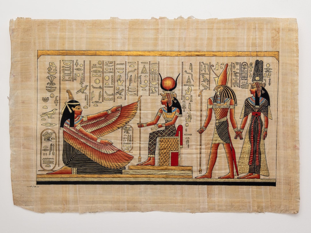 Goddess Ma'at, Goddess Hathor, and God Horus Leading Queen Nefertari ...
