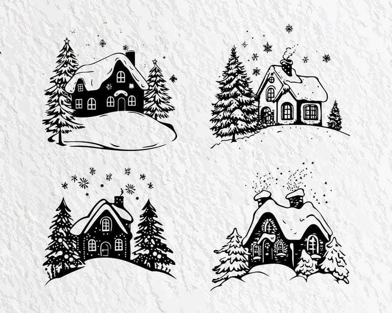 Christmas House SVG Bundle: Winter Village Clipart (PNG, Cricut) - Etsy