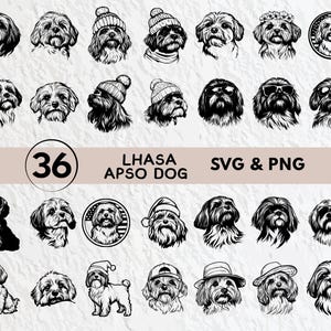 Lhasa Apso Dog SVG Bundle: Silhouette Clipart, Logo Icon (PNG, SVG) - Etsy