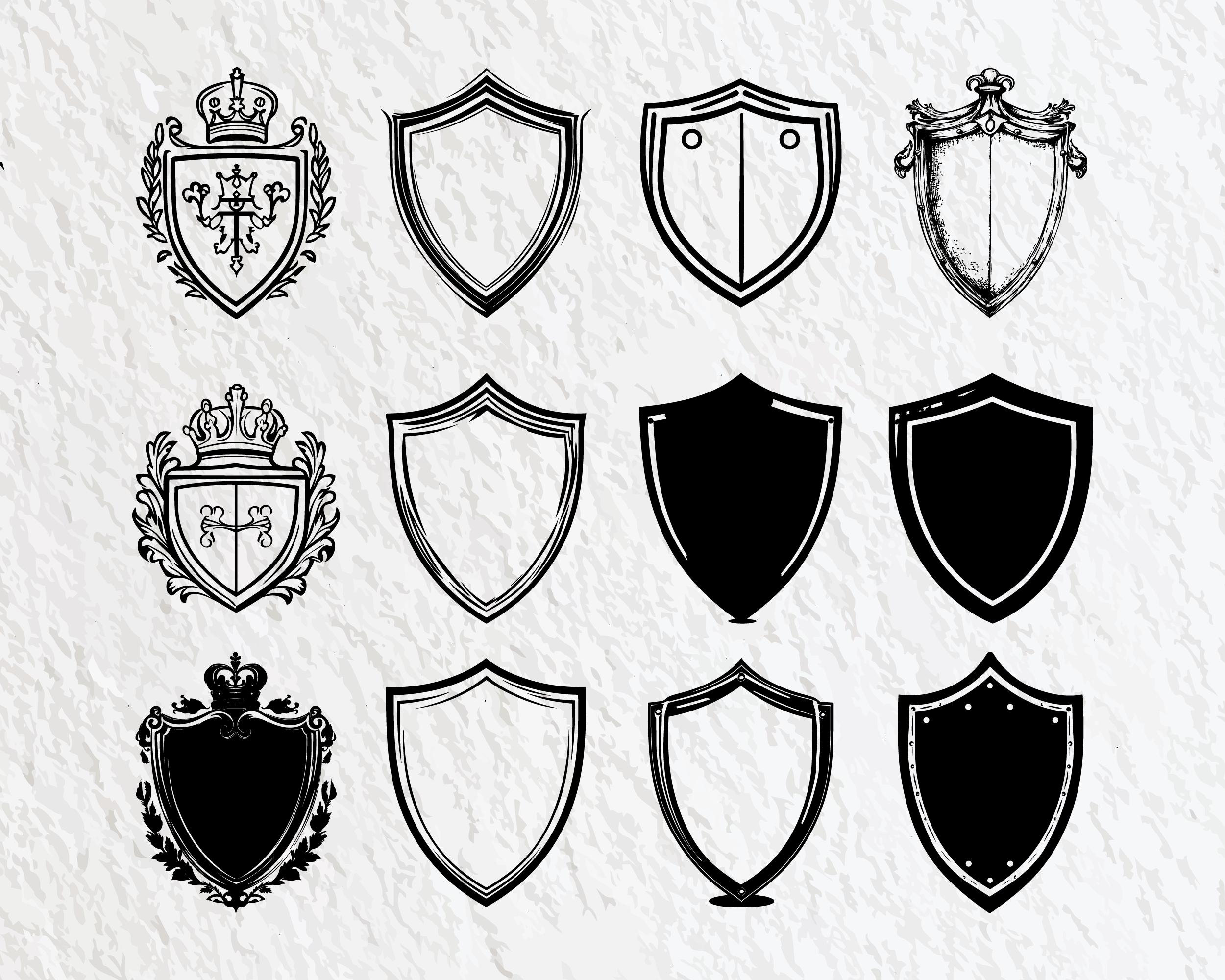 Shield SVG Bundle: Silhouette Clipart, Vector Logo (PNG, SVG) - Etsy