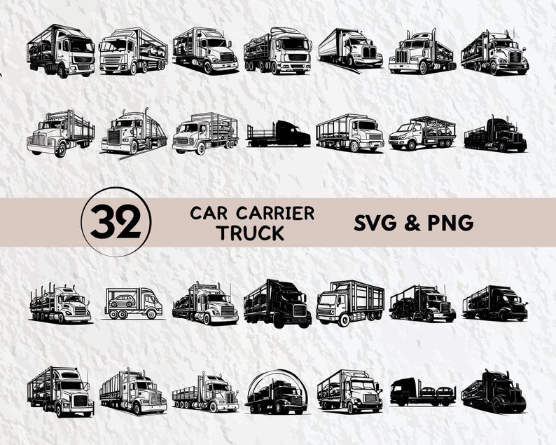 Car Carrier Truck SVG Bundle: Truck Clipart, Cut Files (digital ...