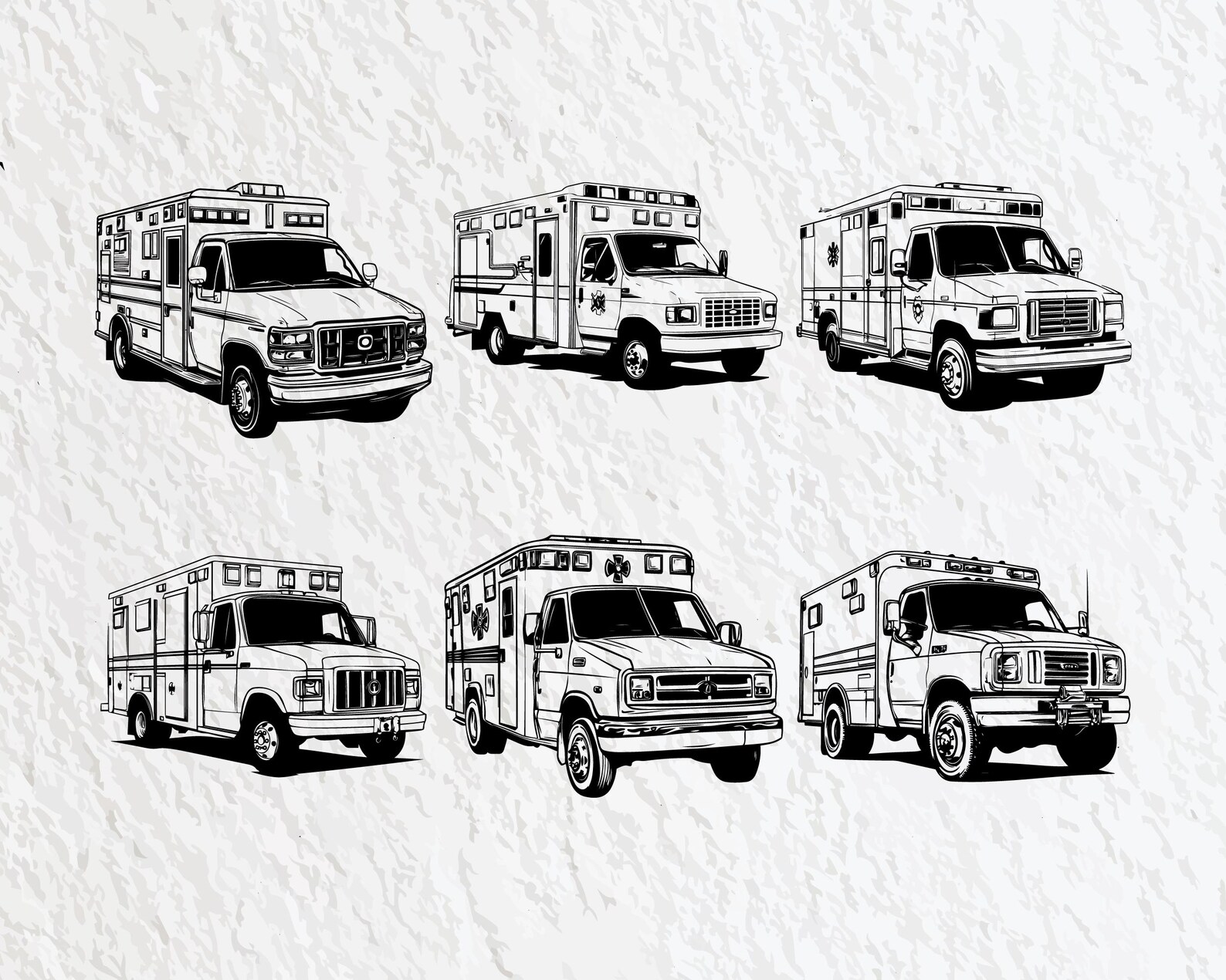 Ambulance SVG Bundle: Clipart, Silhouette, Vector Files (digital ...