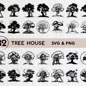 Tree House Svg Bundle, Tree House Silhouette, Tree House Clipart Png ...