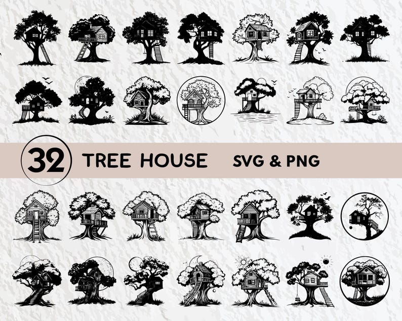 Tree House Svg Bundle, Tree House Silhouette, Tree House Clipart Png ...