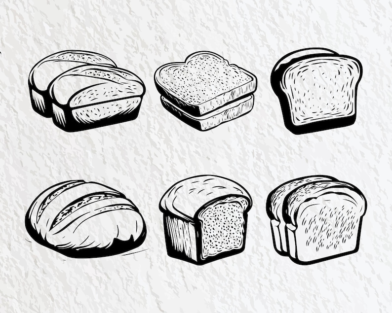 Bread SVG Bundle: Silhouette Clipart, Vector Decal (digital Download ...