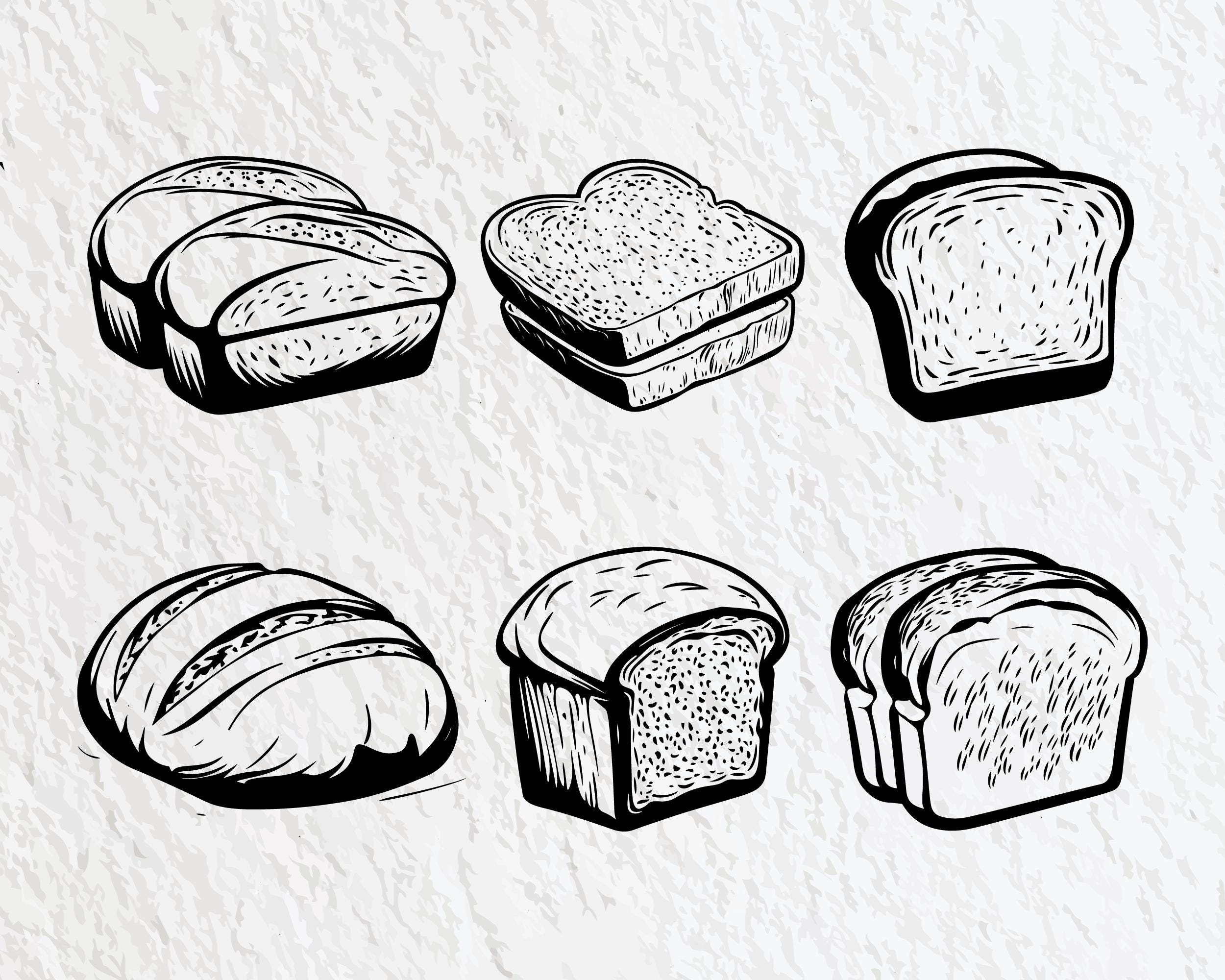Bread Svg Bundle, Bread Silhouette, Bread Clipart Png, Bread Outline ...