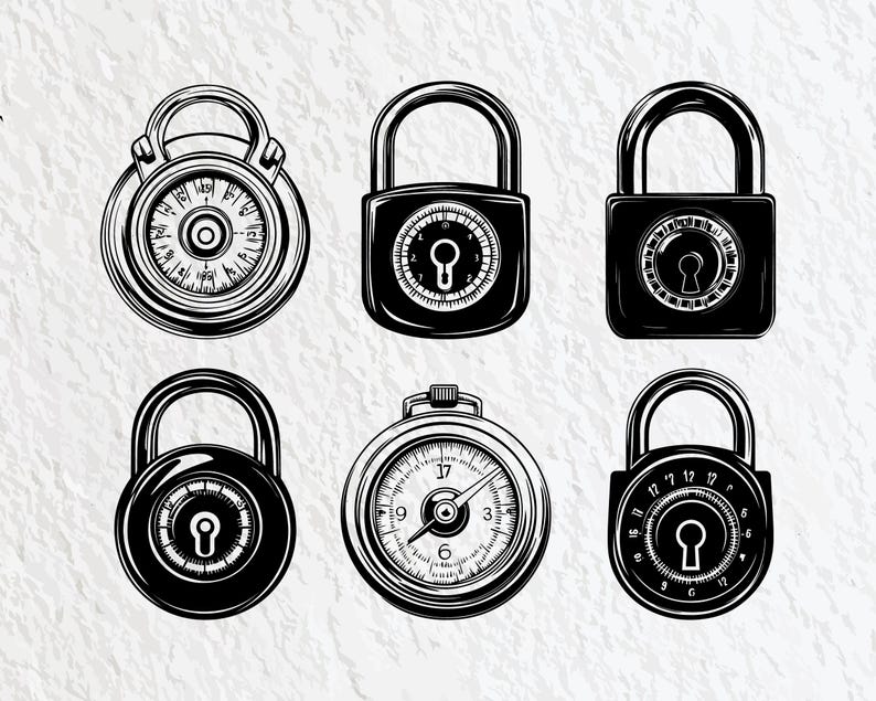 Combination Lock Svg Bundle, Combination Lock Silhouette, Combination ...