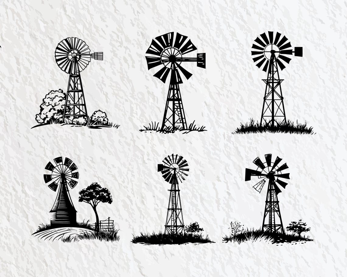 Farm Windmill Svg Bundle, Farm Windmill Silhouette, Farm Windmill ...