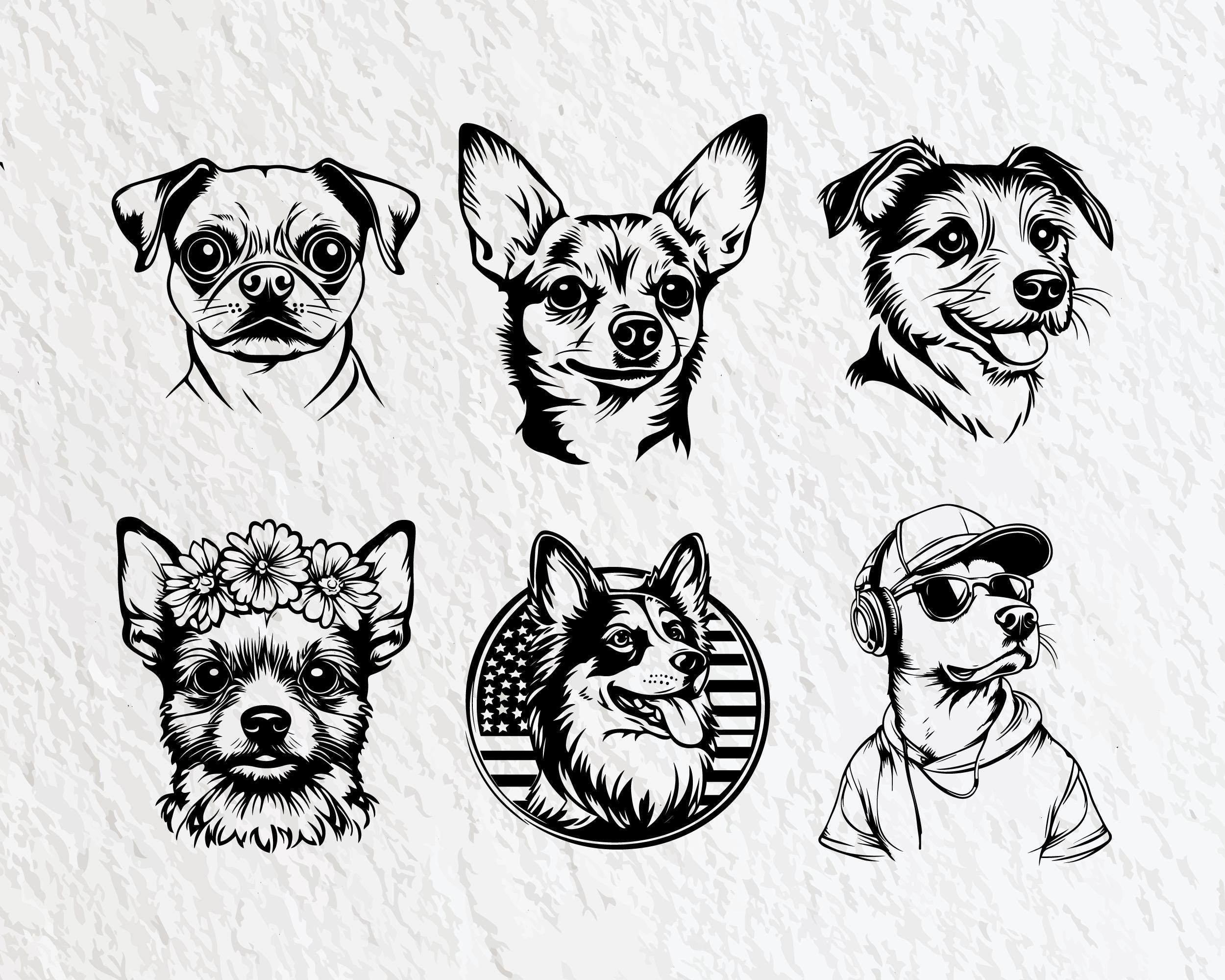 Chipin Dog SVG Bundle: Silhouette Clipart, Vector Cut Files - Etsy