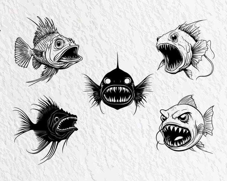 Angler Fish Svg Bundle, Angler Fish Silhouette, Angler Fish Clipart Png ...
