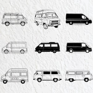 Van SVG Bundle: Silhouette Clipart, Cricut Cut Files (digital Download ...