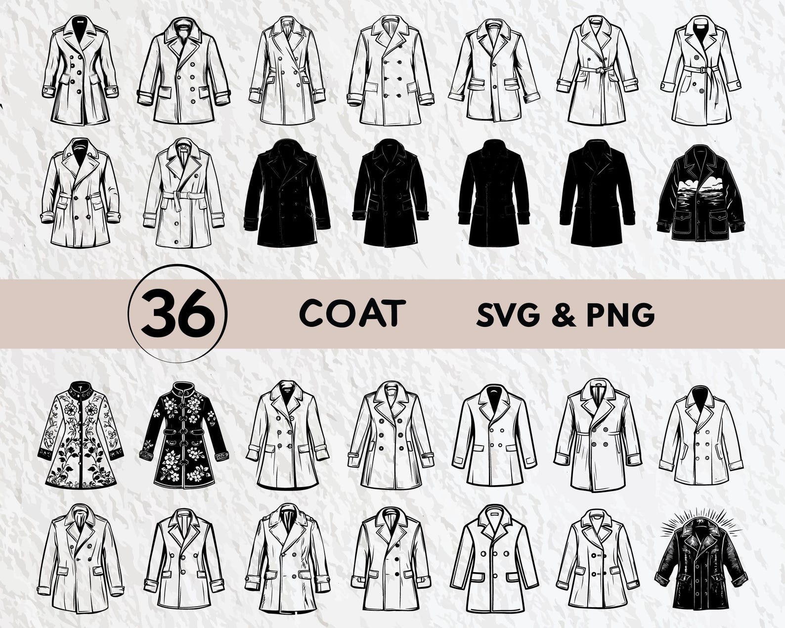 Coat SVG Bundle, Fashion Clipart (PNG, SVG) - Etsy