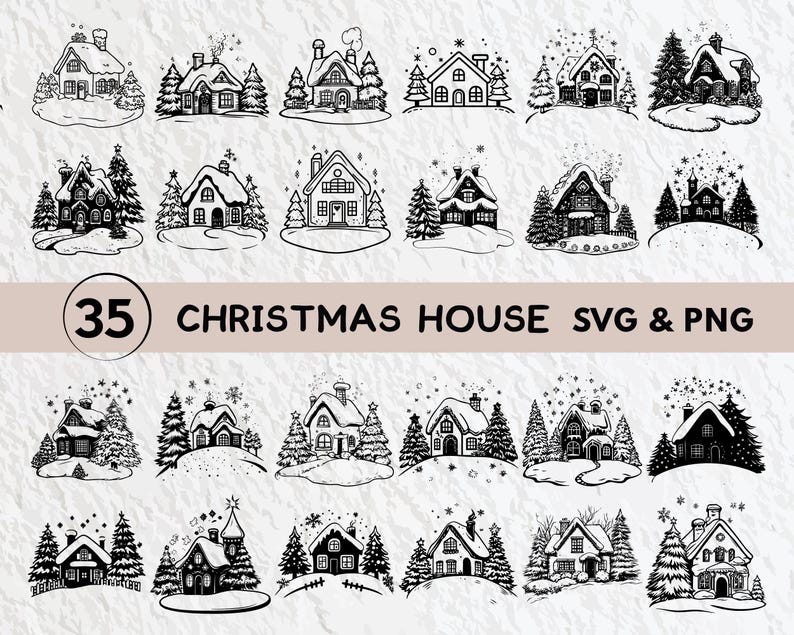 Christmas House SVG Bundle: Winter Village Clipart (PNG, Cricut) - Etsy