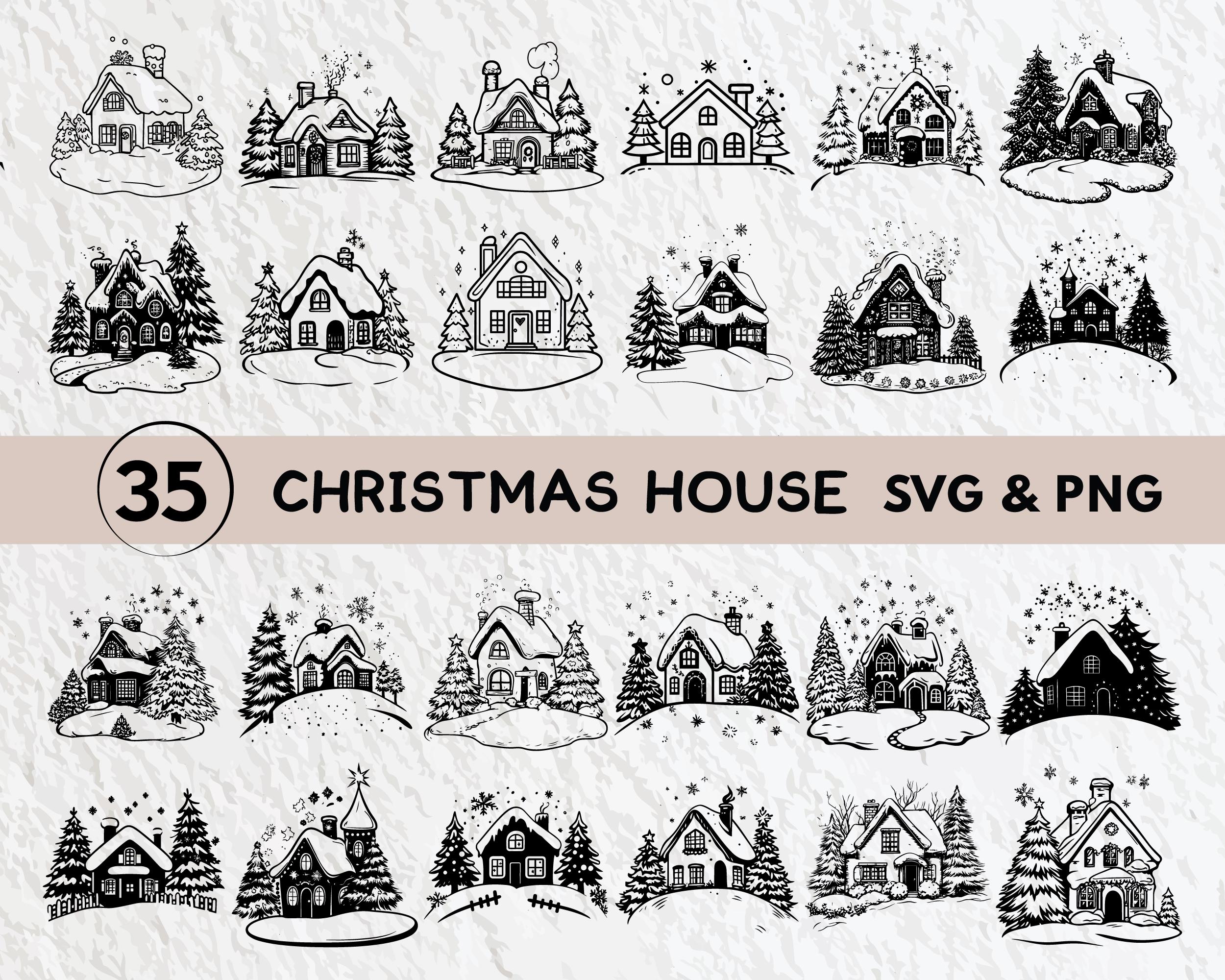 Christmas House SVG Bundle: Winter Village Clipart (PNG, Cricut) - Etsy