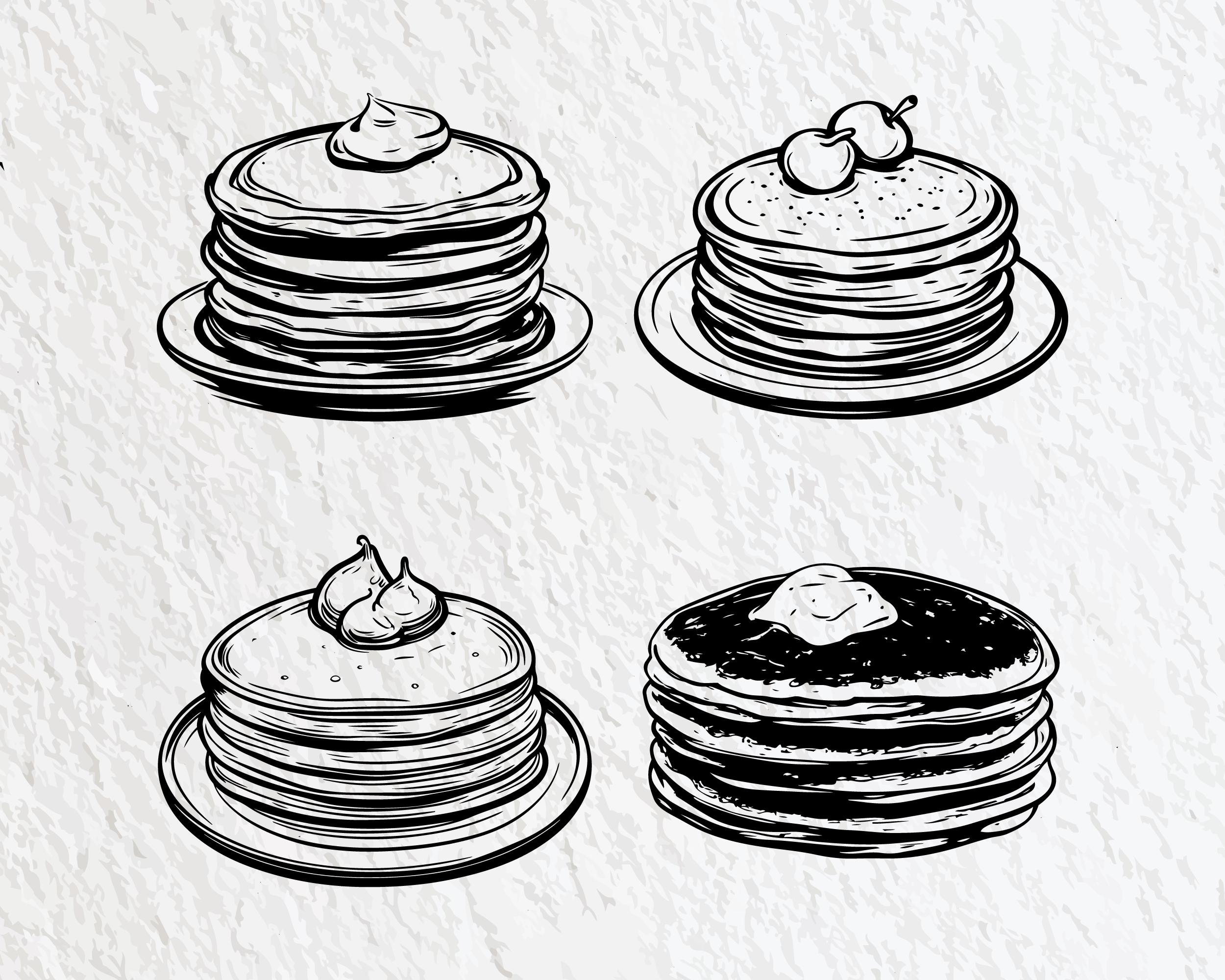 Pancake Svg Bundle, Pancake Silhouette, Pancake Clipart Png, Pancake ...