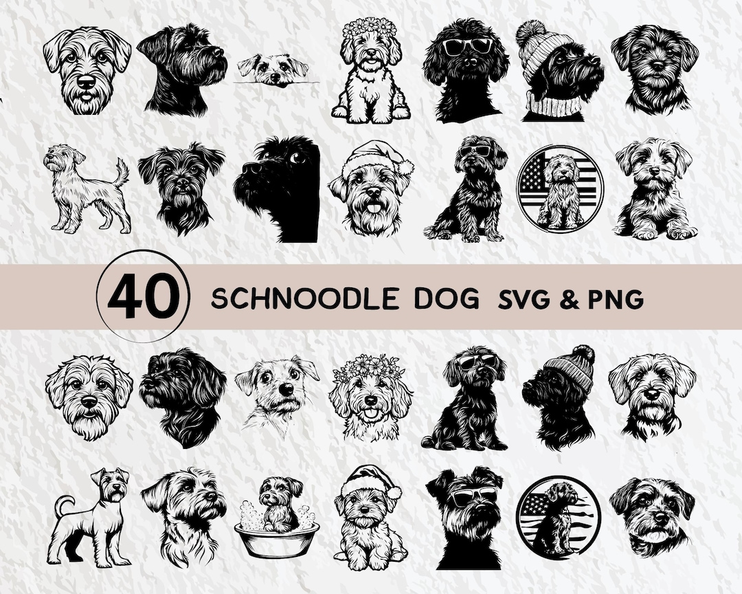 Schnoodle Dog SVG Bundle: Silhouette Clipart, Vector Logo (PNG Files ...