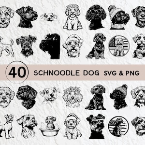 Schnoodle Dog SVG Bundle: Silhouette Clipart, Vector Logo (PNG Files ...